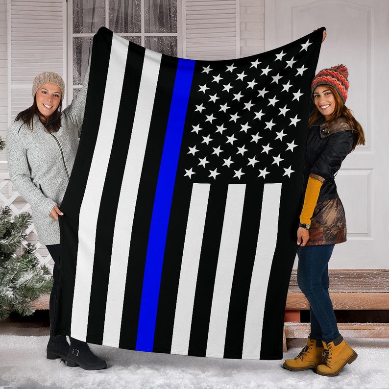 Thin Blue Line Blanket | American Flag Police Blanket | Police Officer ...