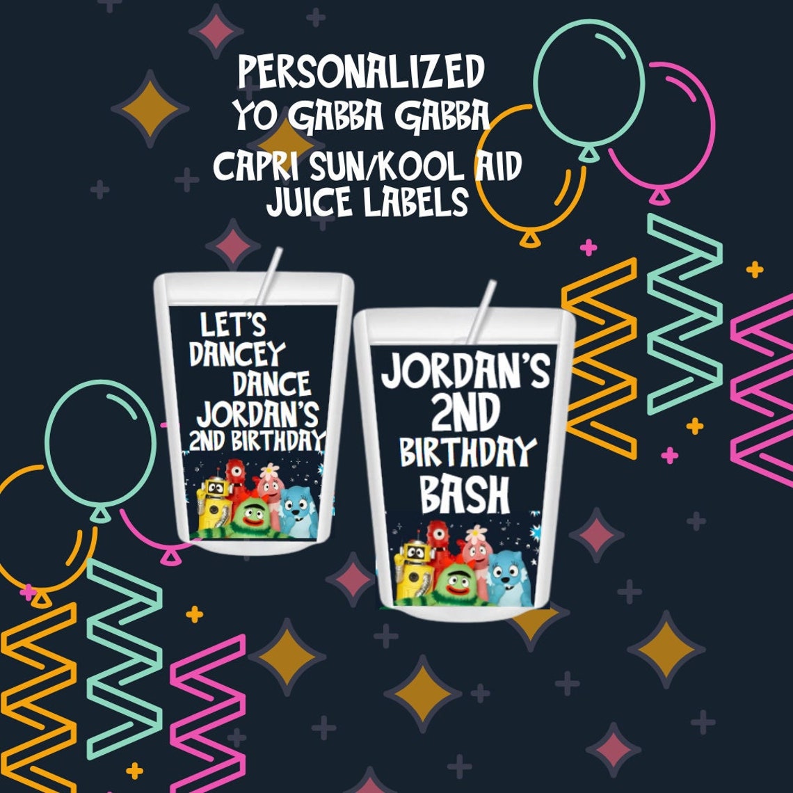 Yo Gabba Gabba Kids Birthday Capri Sun/kool Aid Labels Party - Etsy