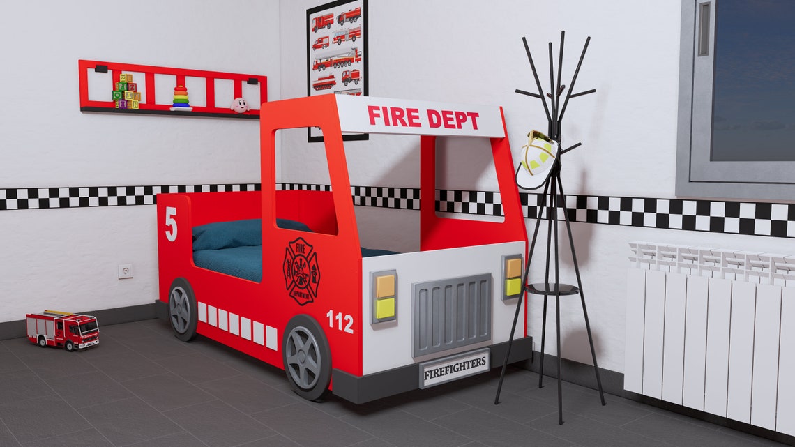 Fire Engine Bed PLANS plans Only, Create a Fireman Themed Bedroom for ...