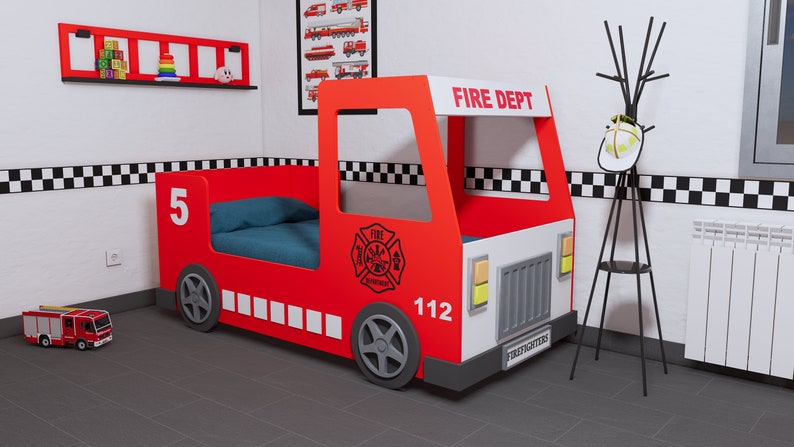 Fire Engine Bed PLANS (plans Only), Create a Fireman Themed Bedroom for ...