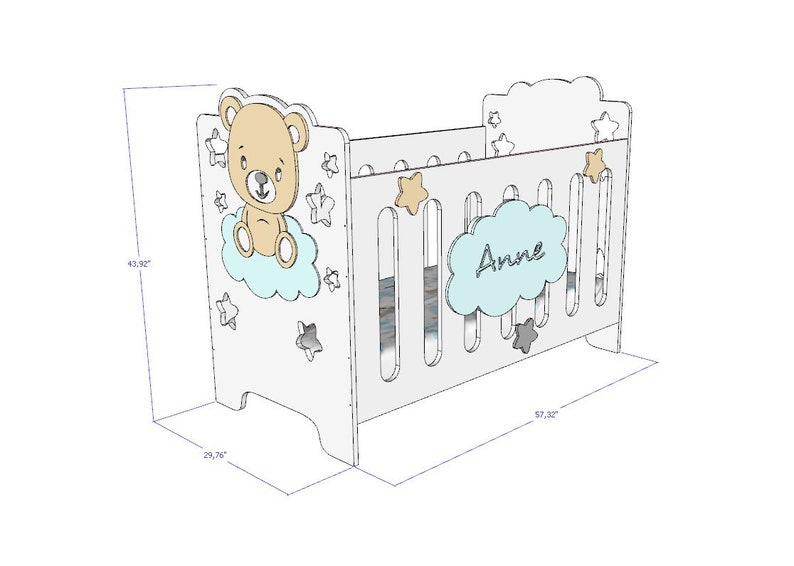 Baby Crib Plans Dxf With Pdf Instructions · DIY Wooden Crib for Newborn ...