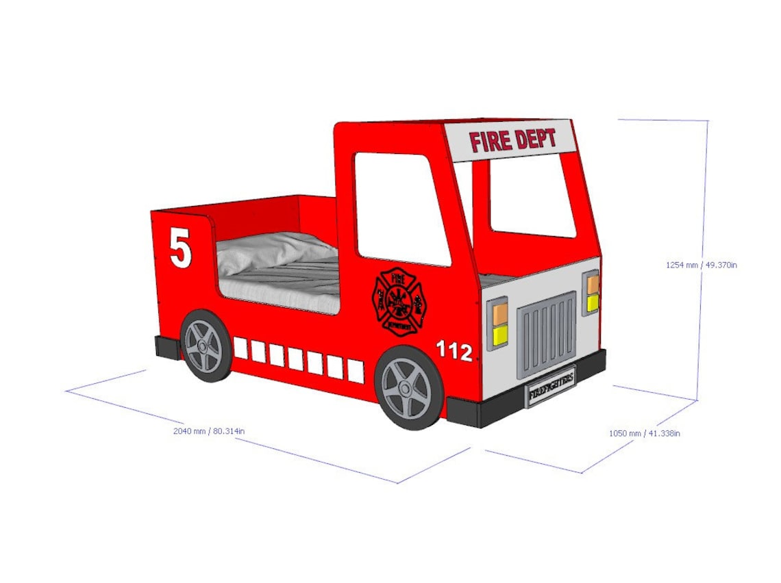 Fire Engine Bed PLANS (plans Only), Create a Fireman Themed Bedroom for ...