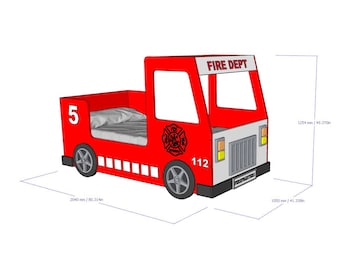 Fire Engine Bed PLANS (plans Only), Create a Fireman Themed Bedroom for ...