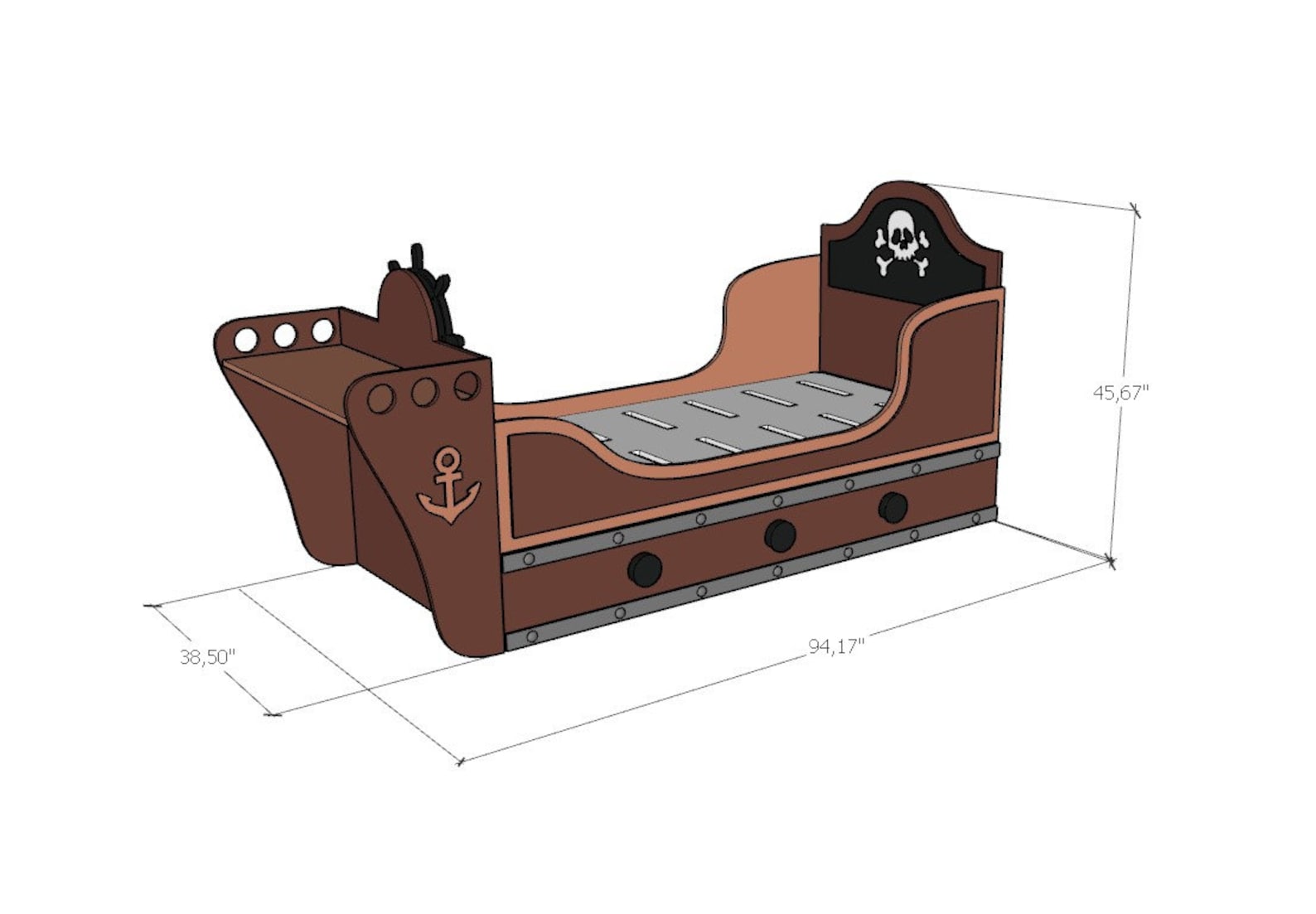 Pirate Boat Bed Plans (plans Only), Plans Cnc Nesting, Perfect for ...