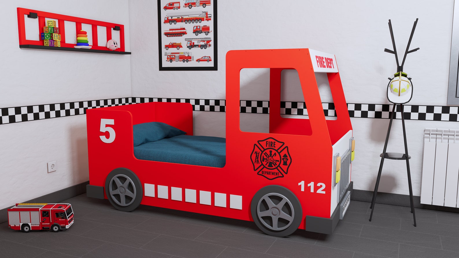 Fire Engine Bed PLANS (plans Only), Create a Fireman Themed Bedroom for ...