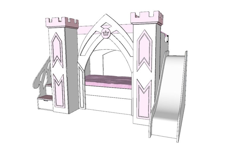 Princess Castle Bed Plans - Only for CNC - Bed Woodworking Plans - (PDF ...