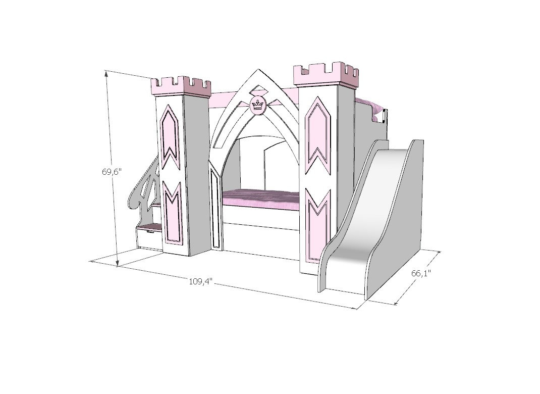 Princess Castle Bed Plans - Only for CNC - Bed Woodworking Plans - (PDF ...