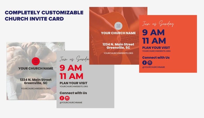 Church Invite Card, Square Invitation, Church Invitation, Editable ...