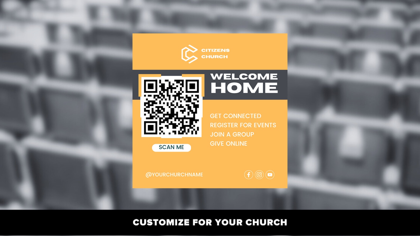 Church QR Code for Seat, Seat Back QR Code, Church Info Card, Church QR ...