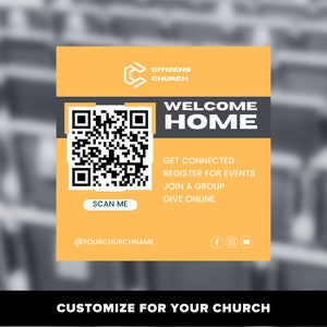 Church QR Code for Seat, Seat Back QR Code, Church Info Card, Church QR ...