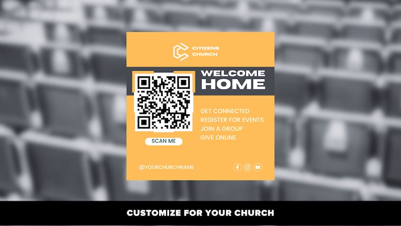 Church QR Code for Seat, Seat Back QR Code, Church Info Card, Church QR ...