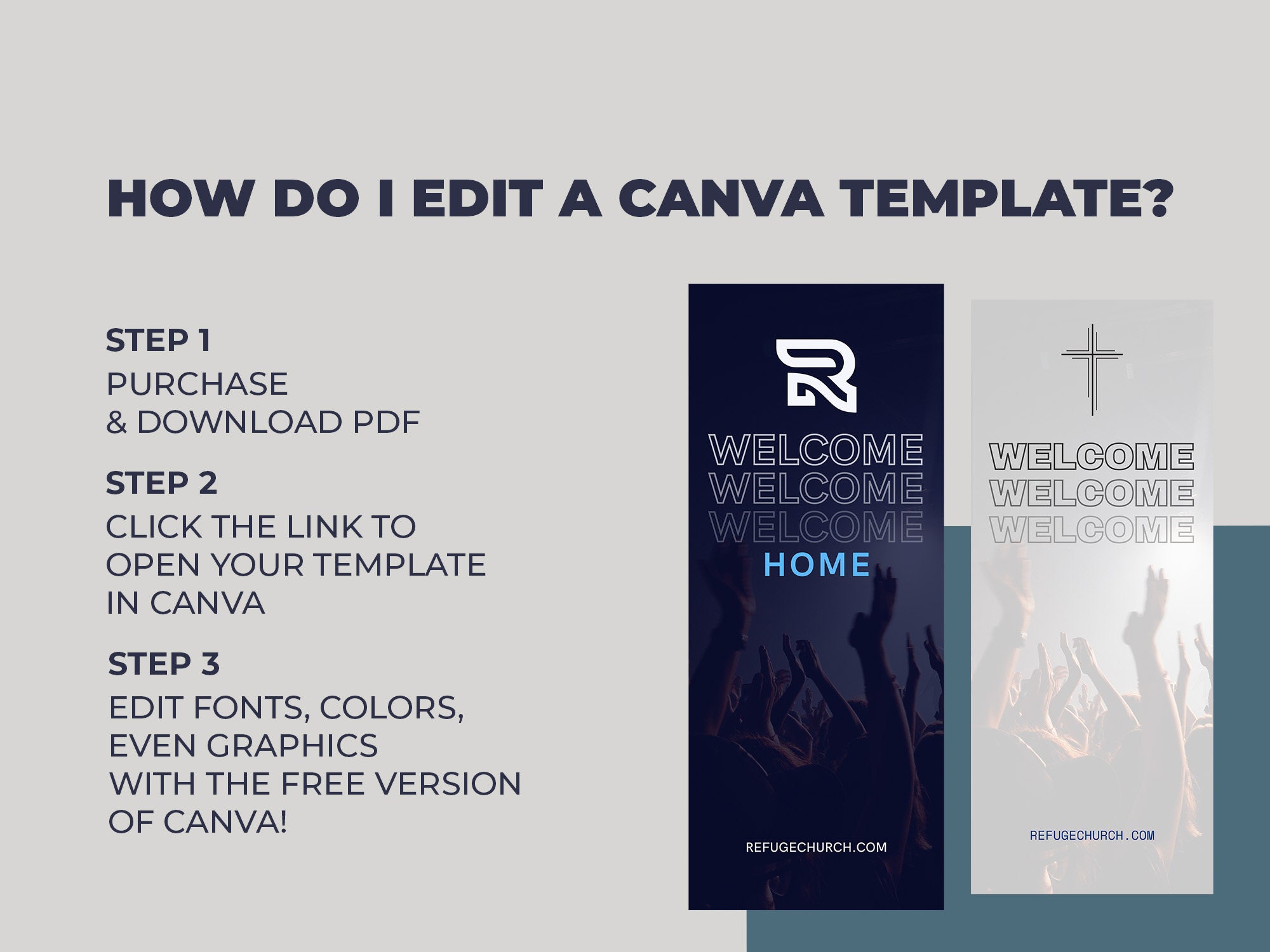 Church Welcome Pop-up Banner, Fully Editable Canva Template, Canva ...
