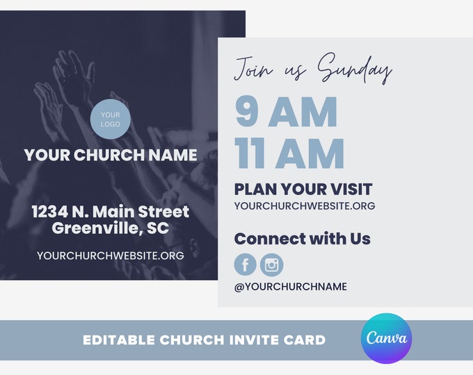 Church Invite Card Square Invitation Church Invitation - Etsy