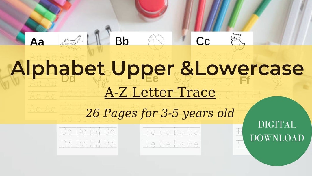 26 Alphabet Worksheets, Upper & Lowercase, Kindergarten, Learning ...