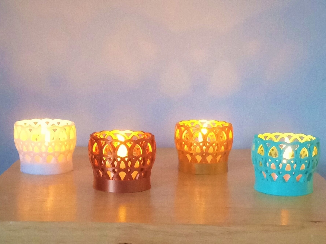 Tea Light Holder - Free LED Tealight Included! Filigree Style - Outdoor ...