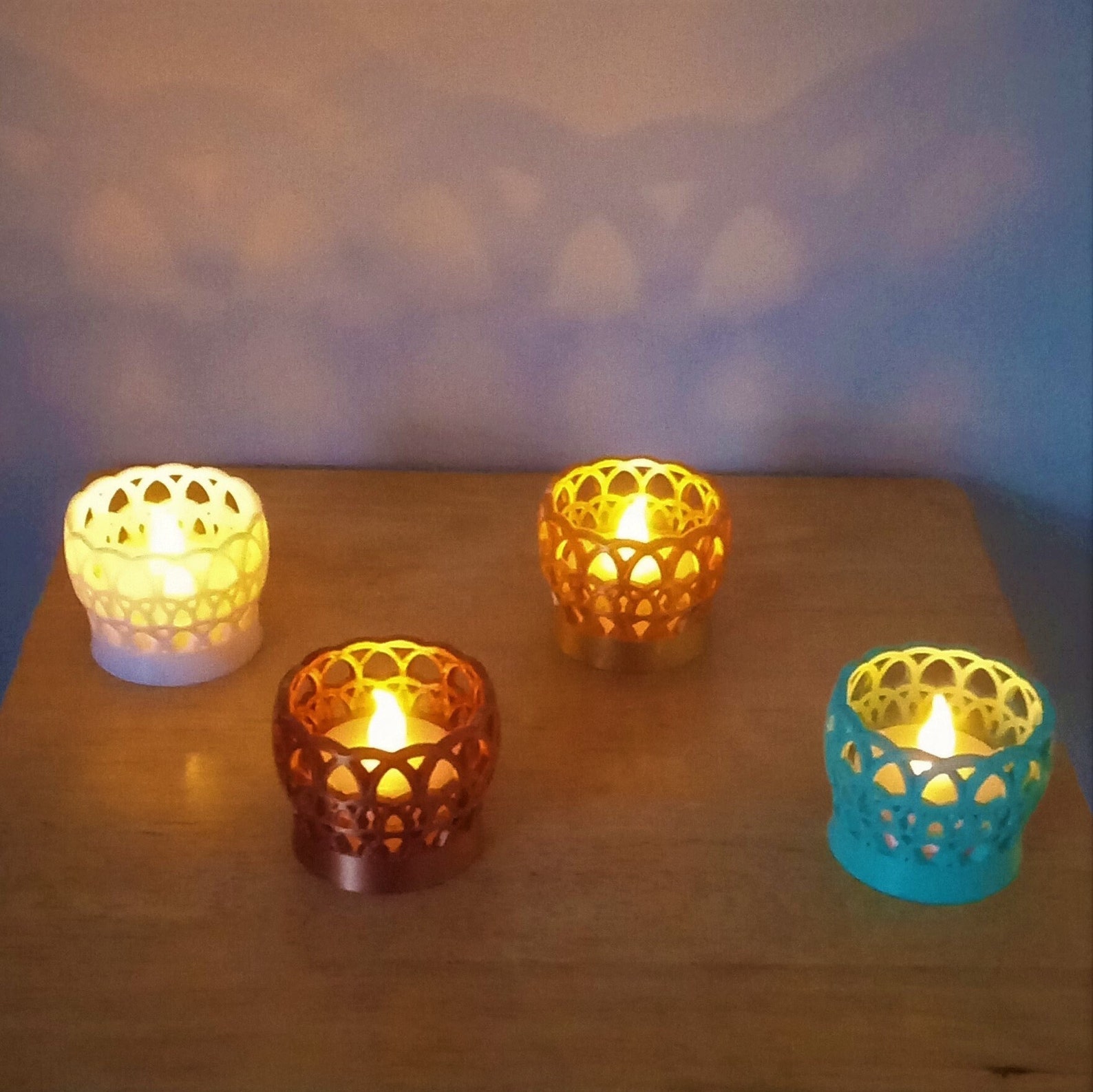 Tea Light Holder - Free LED Tealight Included! Filigree Style - Outdoor ...