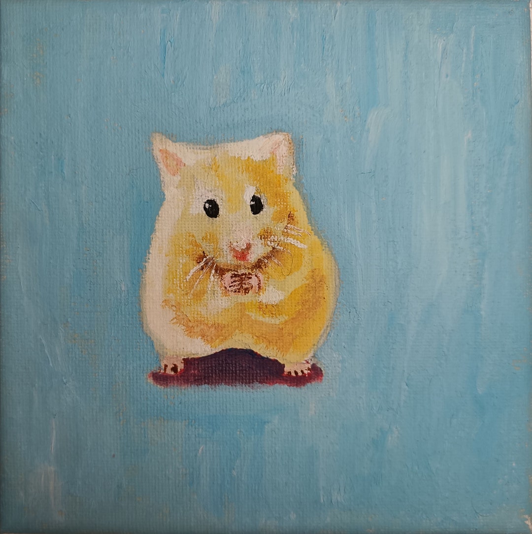 Canvas of a Hamster. Own Work of Oil on Canvas. 10x10 Cm. Yellow ...