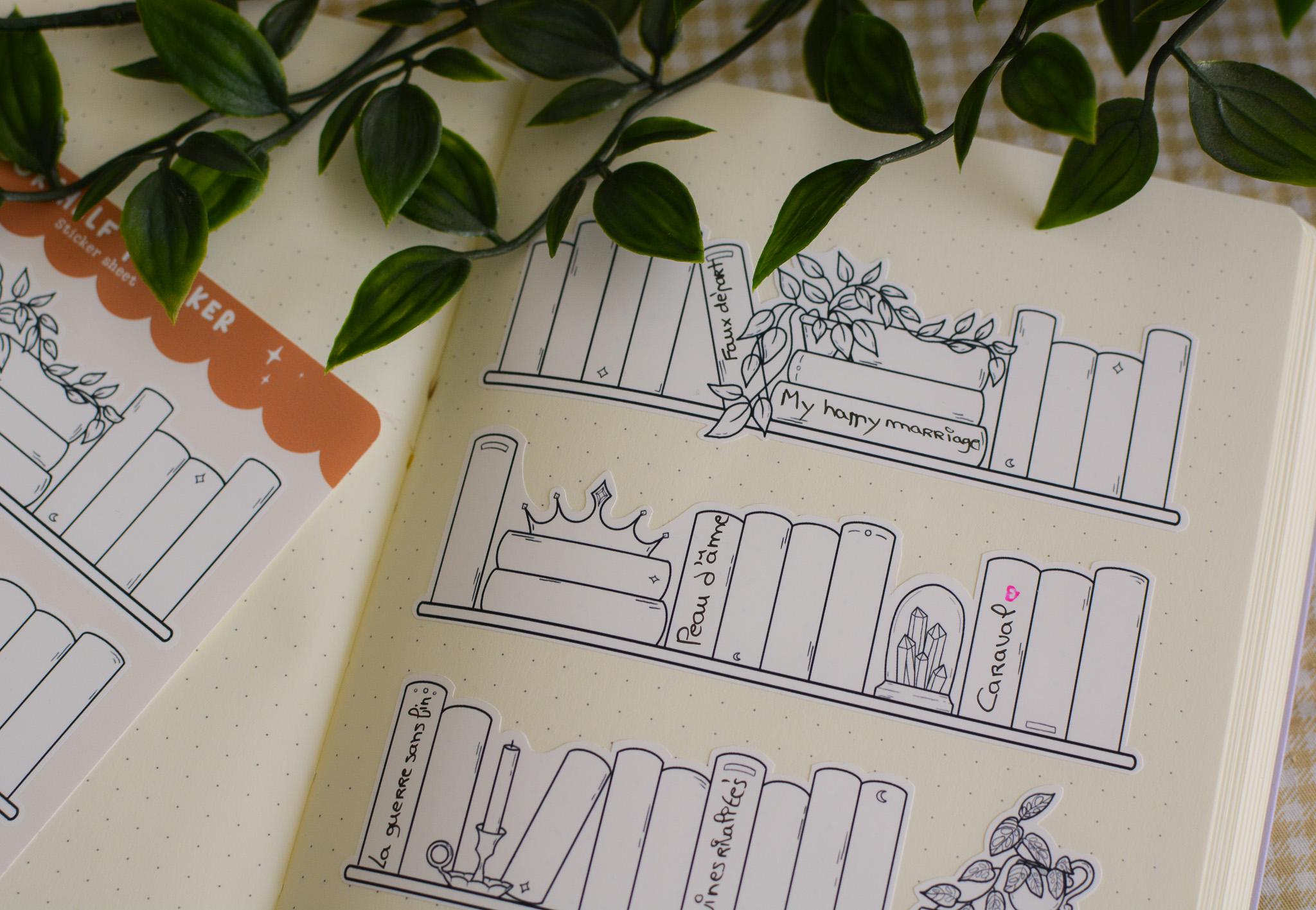 Sheet of Bookshelf Tracker Stickers - Stickers Rating Journaling ...