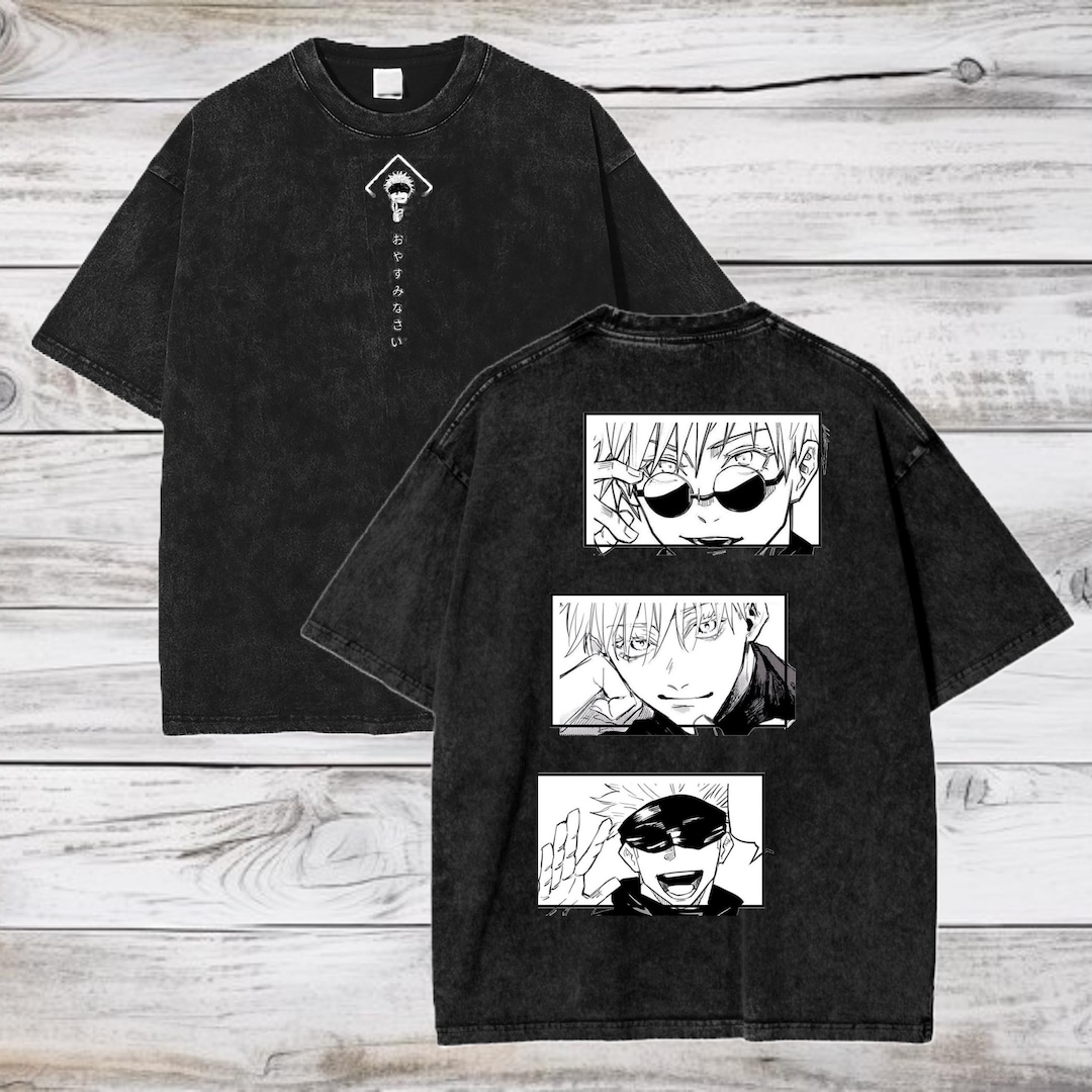 Jujutsu Kaisen Anime Acid Washed Oversize T-shirt Satoru Gojo Anime Tee ...