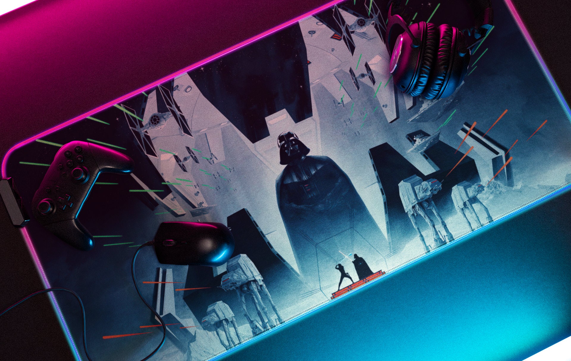 Darth Vader LED Gaming Mouse Pad Lightsaber RGB Desk Mat - Etsy