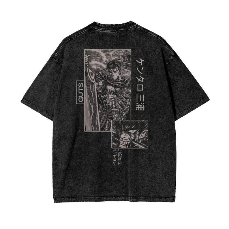 Berserk Anime Acid Washed Oversize T-shirt Guts Anime Tee Gift for Him ...