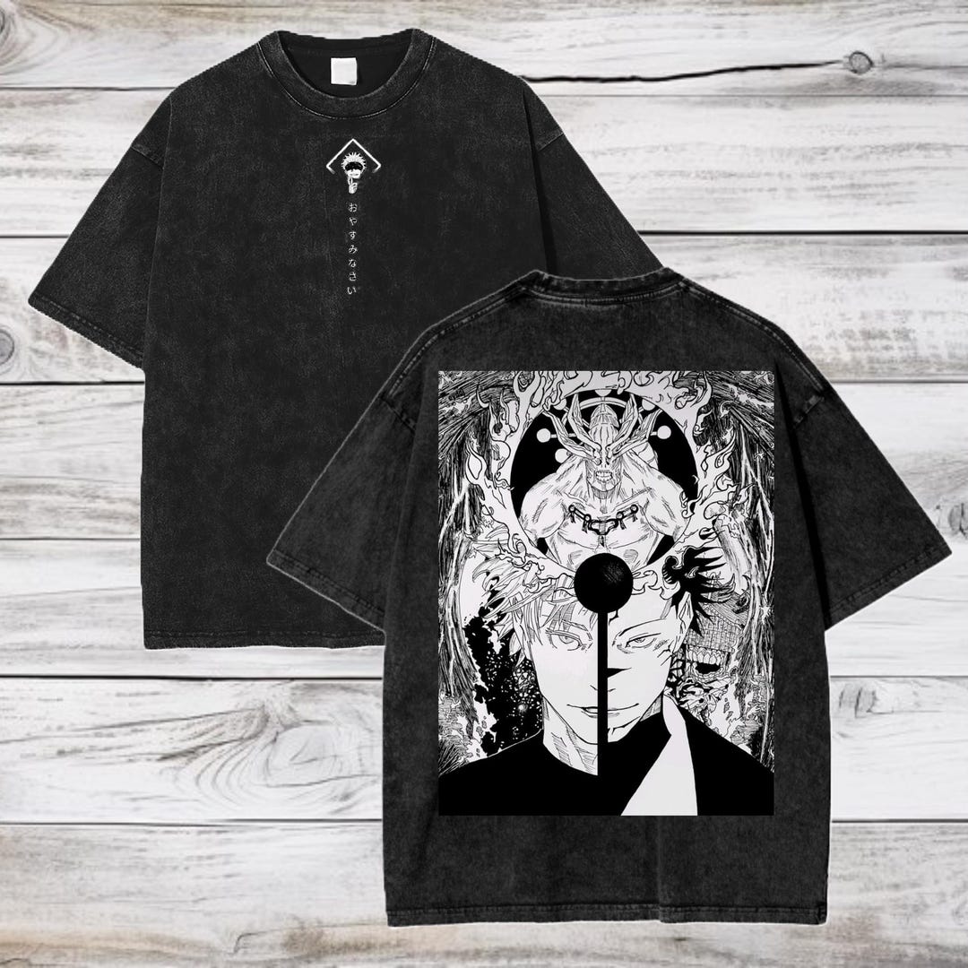 Jujutsu Kaisen Anime Acid Wash Oversize T-shirt Satoru Gojo Anime Tee ...