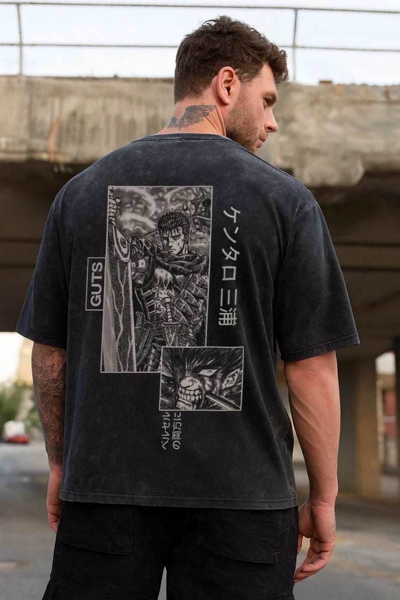 Berserk Anime Acid Washed Oversize T-shirt Guts Anime Tee Gift for Him ...