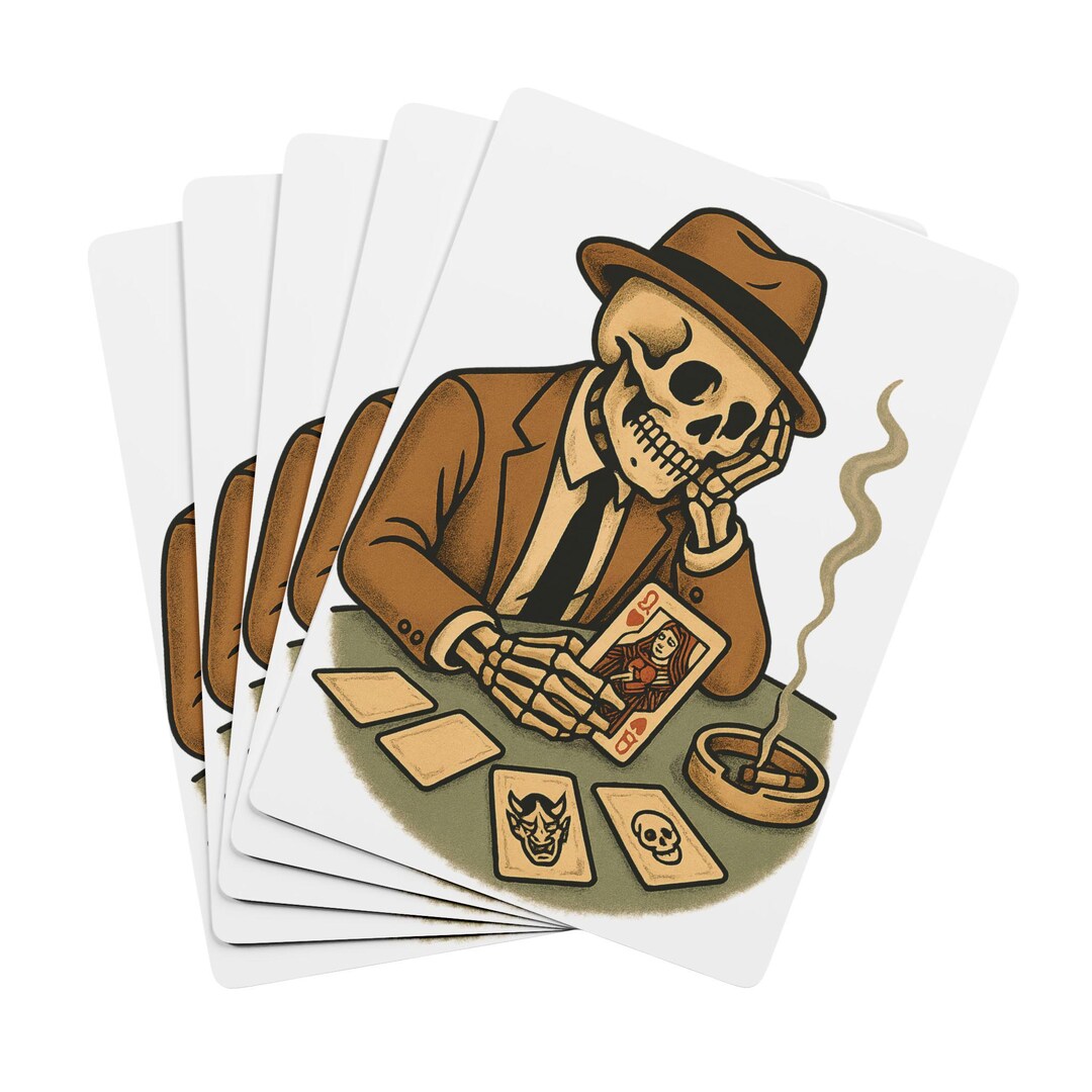 Mob Skeleton Poker Playing Cards Set, Vintage Card Game, Unique Gift ...