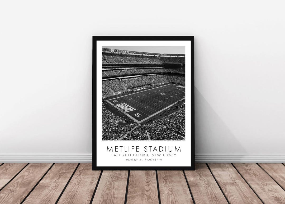 New York Giants NFL | Metlife Stadium | 18 X 24 Inches | Black and ...