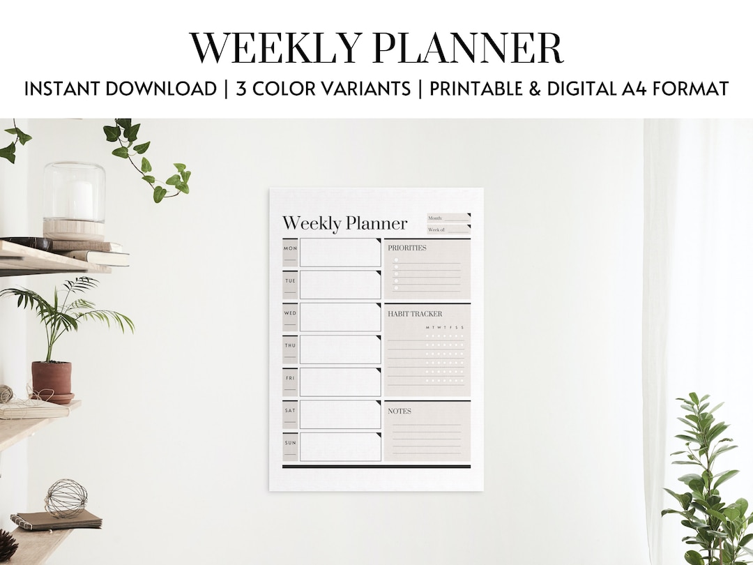 Modern Weekly Planner, Printable Weekly Planner, Minimalist Planner ...