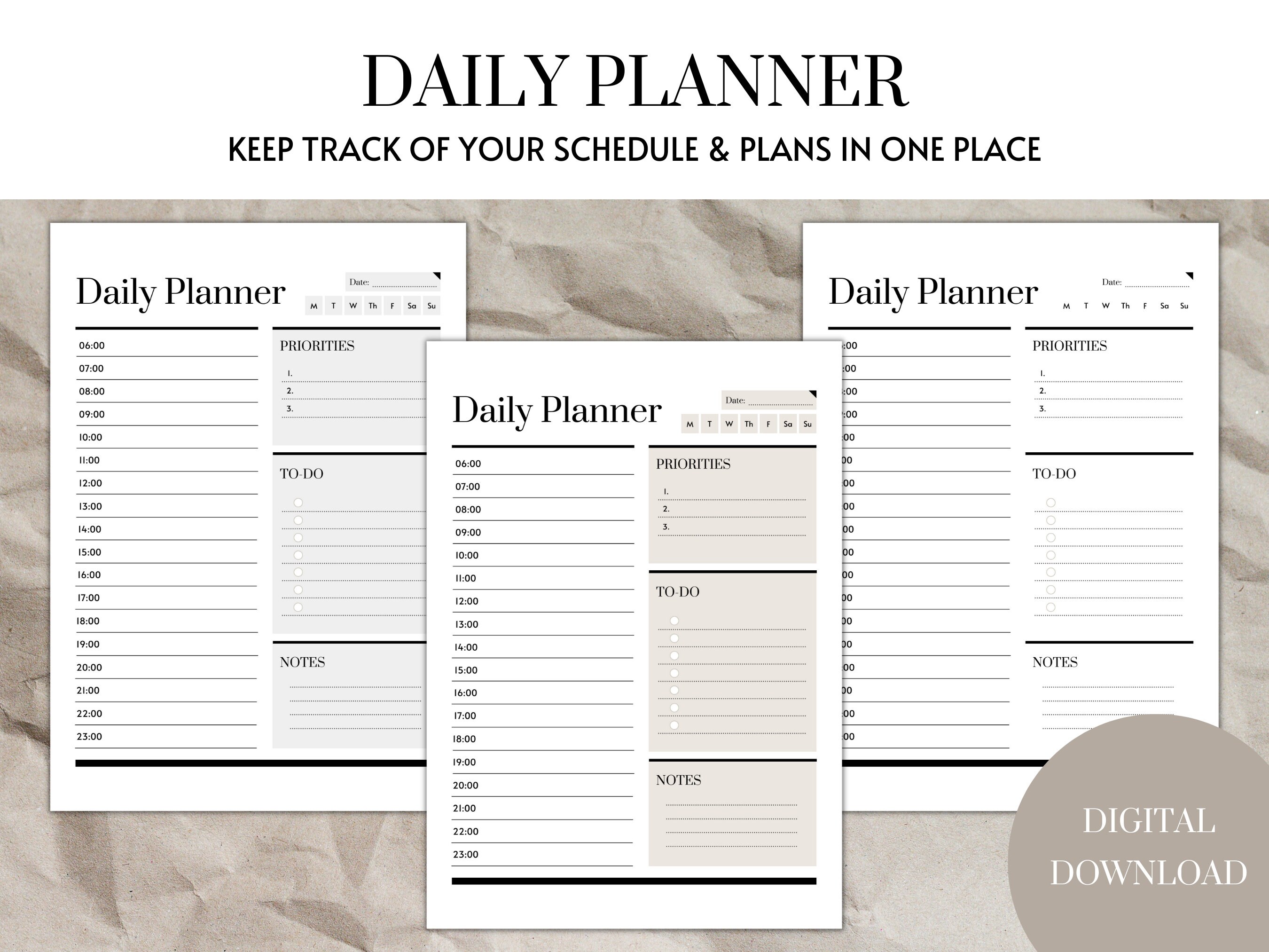 Modern Daily Planner, Printable Daily Planner, Minimalist Planner ...