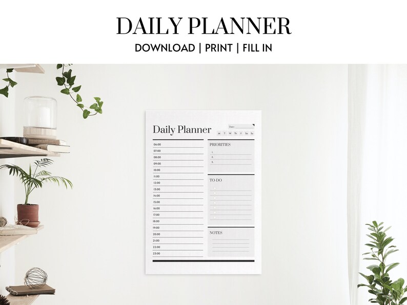 Modern Daily Planner, Printable Daily Planner, Minimalist Planner ...