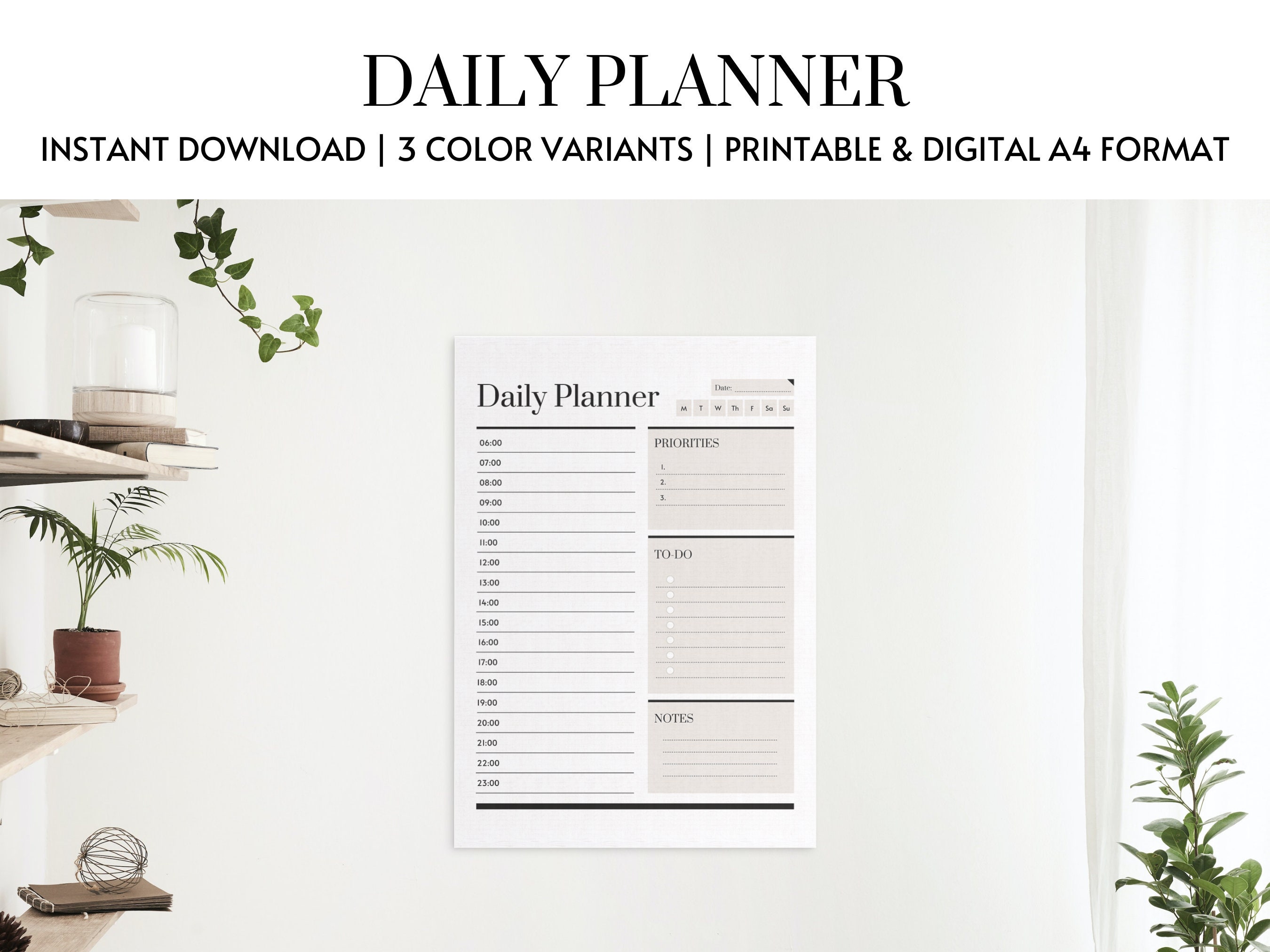 Modern Daily Planner, Printable Daily Planner, Minimalist Planner ...
