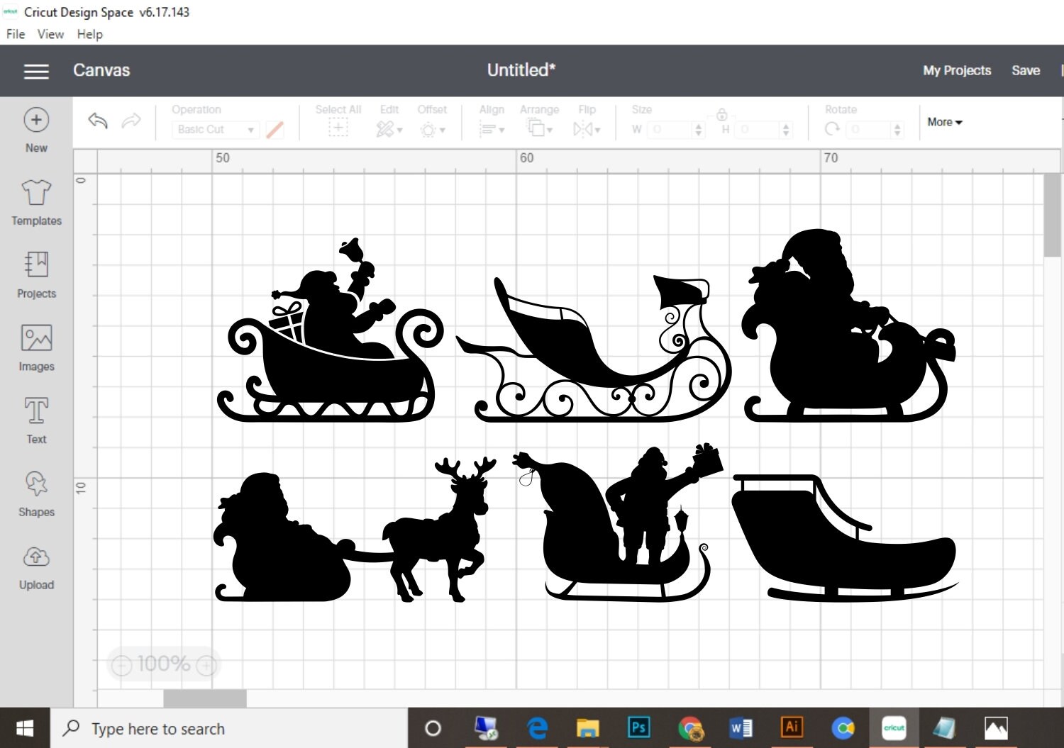 Santa Sleigh Svg Santa Sleigh Svg File Svg, Png, Dxf, Eps, Pdf and ...