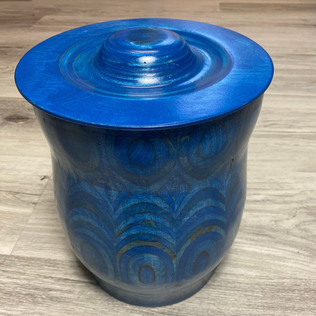 Wooden Urn Made of Birch Multiplex Turned With Blue - Etsy