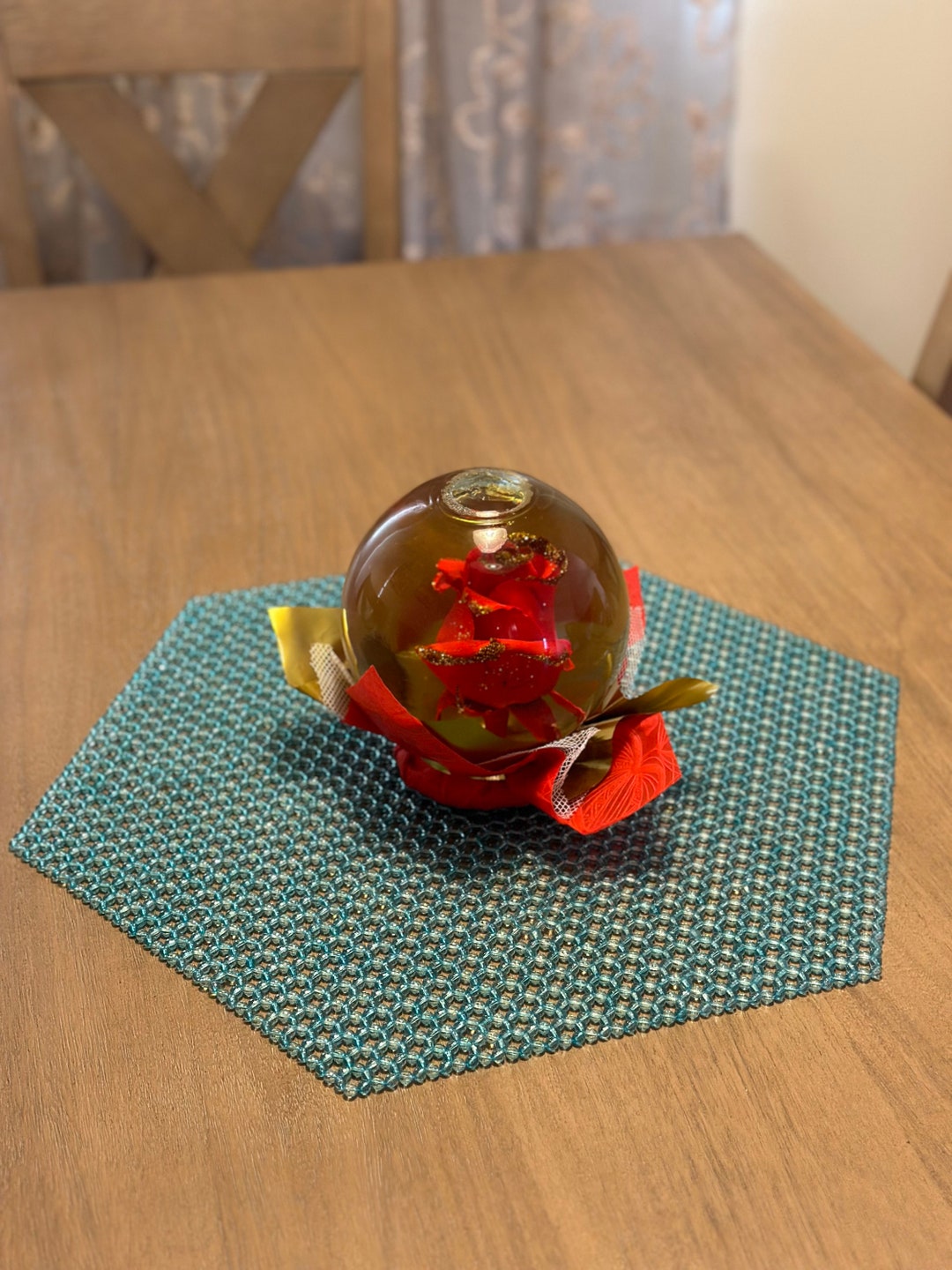 Handmade Table Runner Super Groovy Glass Bead Table Runner and Beverage ...