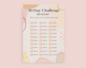 30 Day Challenge Sugar Free no Sugar Printable PDF Digital File - Etsy