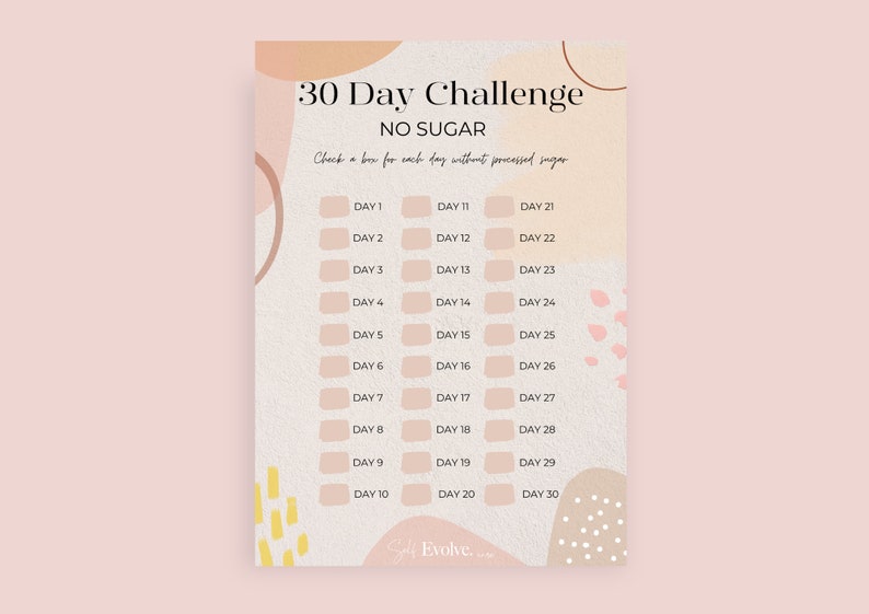 30 Day Challenge No Sugar Printable PDF Digital File - Etsy
