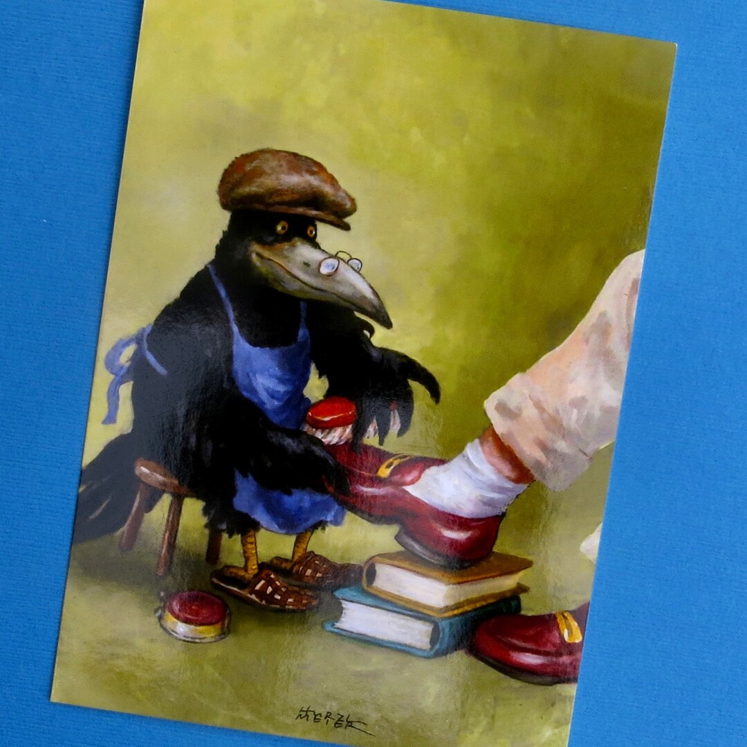 Rudi Hurzlmeier Raven Rook Shining Shoes Postcard - Etsy