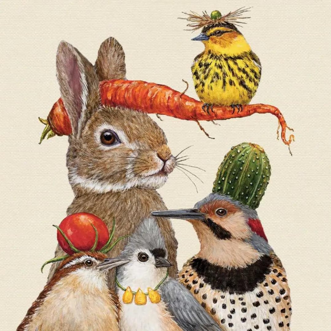 Vicki Sawyer Party Birds Cocktail Napkins: Floral Hats, Harvest Party ...