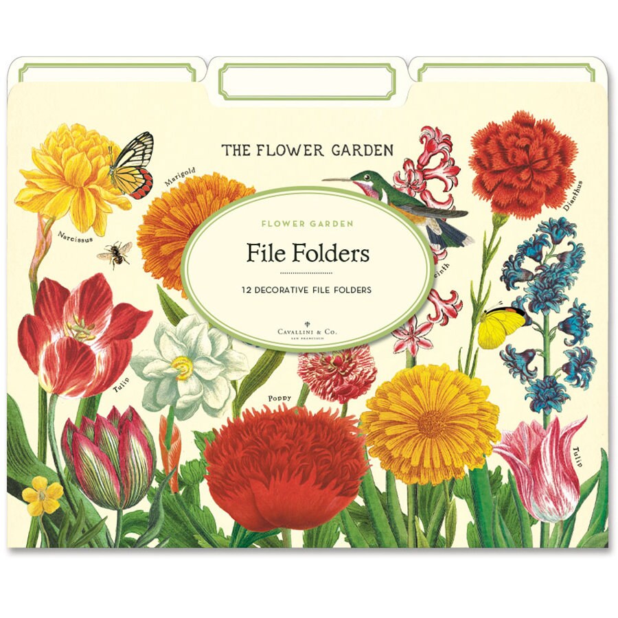 Vintage Style Flower Garden Image File Folders From Cavallini, Crafting ...