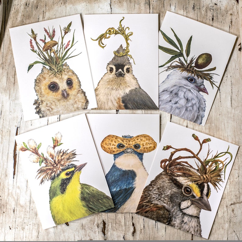 Vicki Sawyer® Birds Wearing Hats Single Notecards or Boxed Set - Going ...