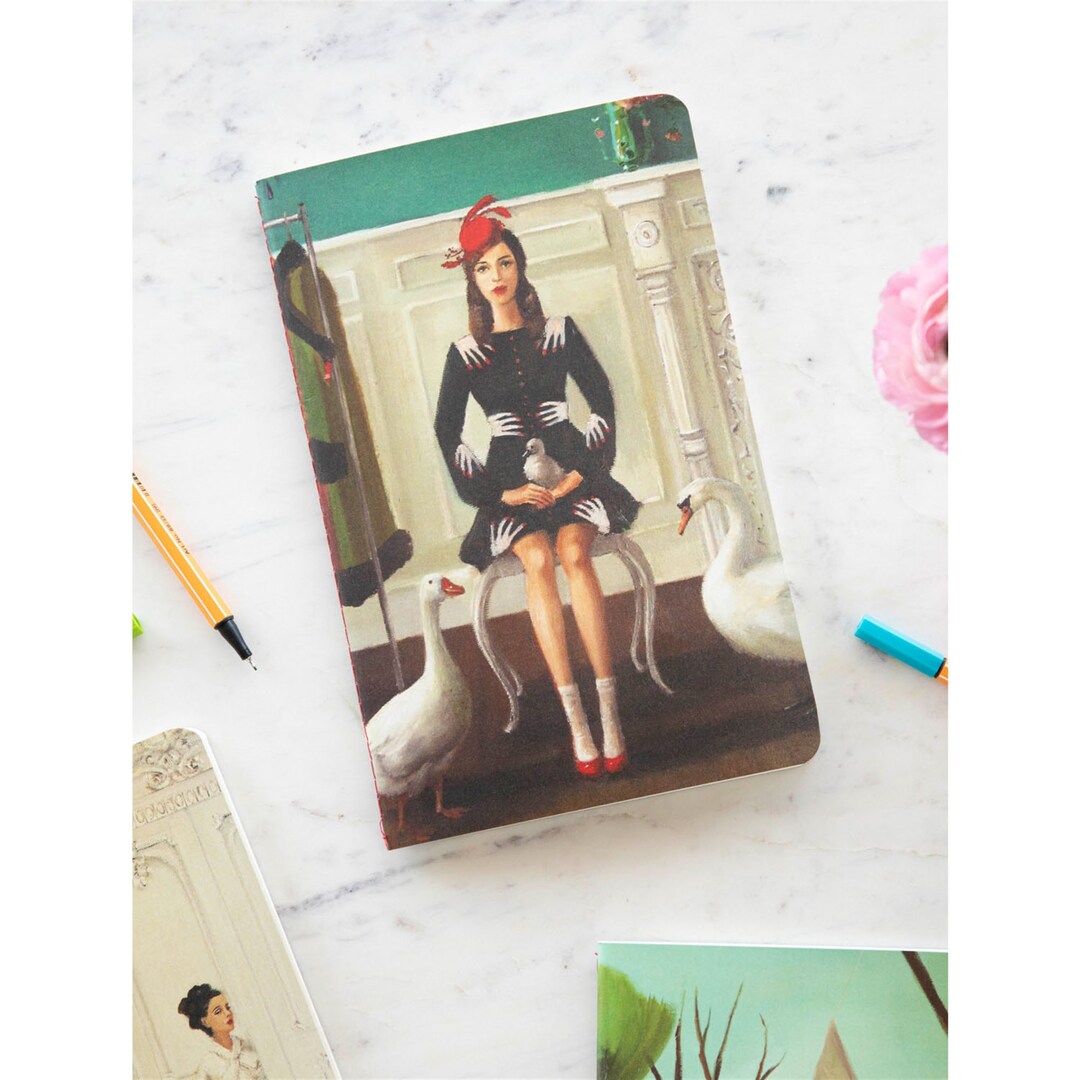 Lady With Swans and Duck Notebook, Forty Pages - Etsy