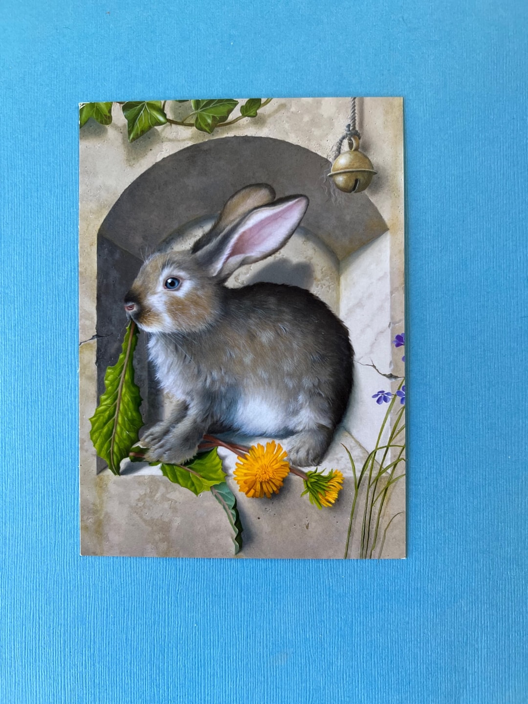 Suzan Visser Bunny Rabbit and Bell Postcard - Etsy