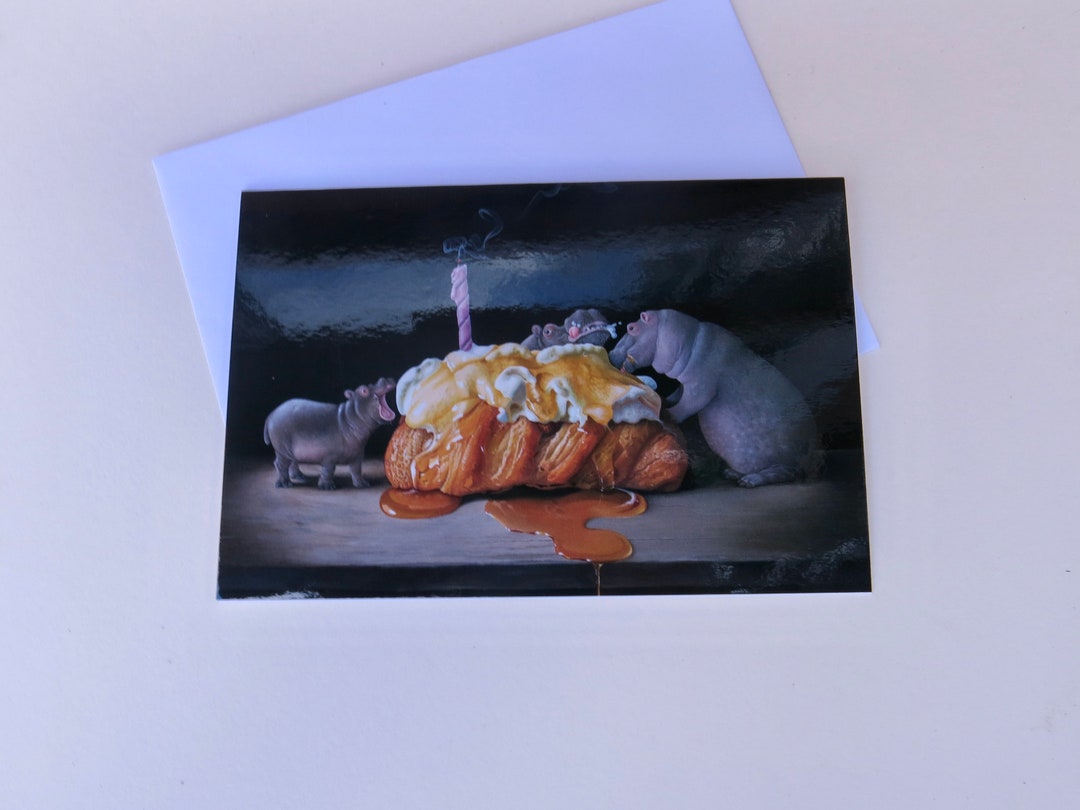 Suzan Visser Hippos Birthday Notecard - Etsy