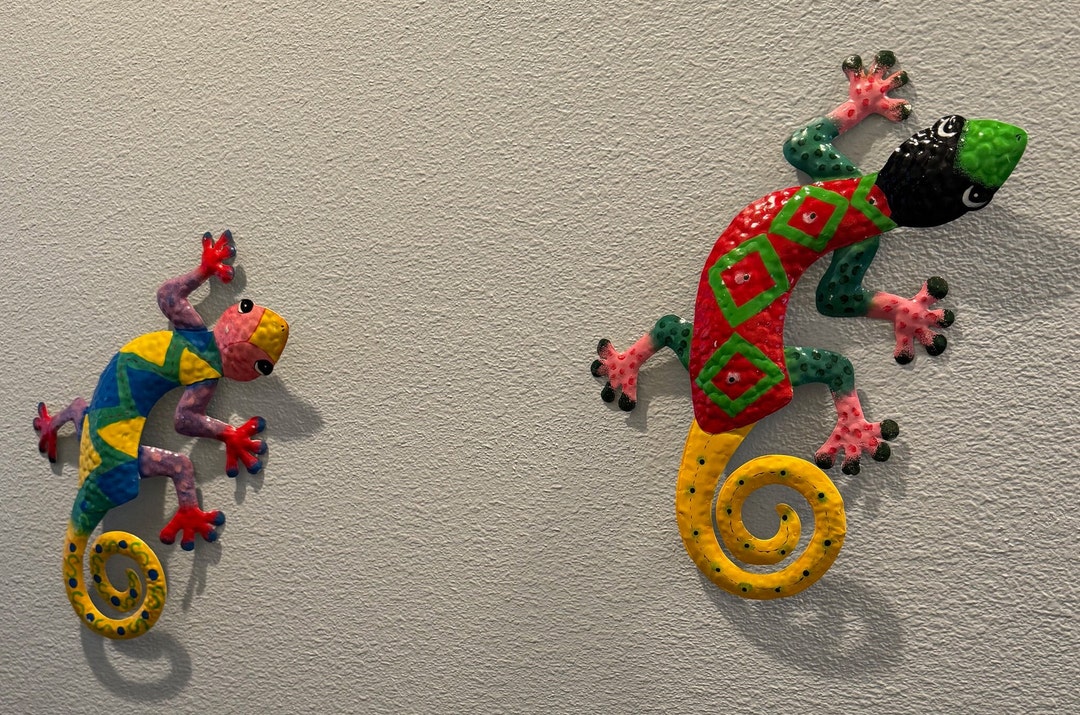 Multi-colored Metal Painted Geckos - Etsy