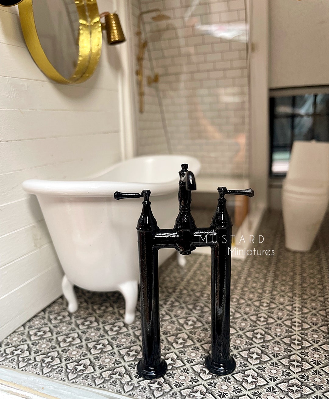 1:12 Scale Dollhouse Miniature Bath Faucet, Modern Miniatures ...