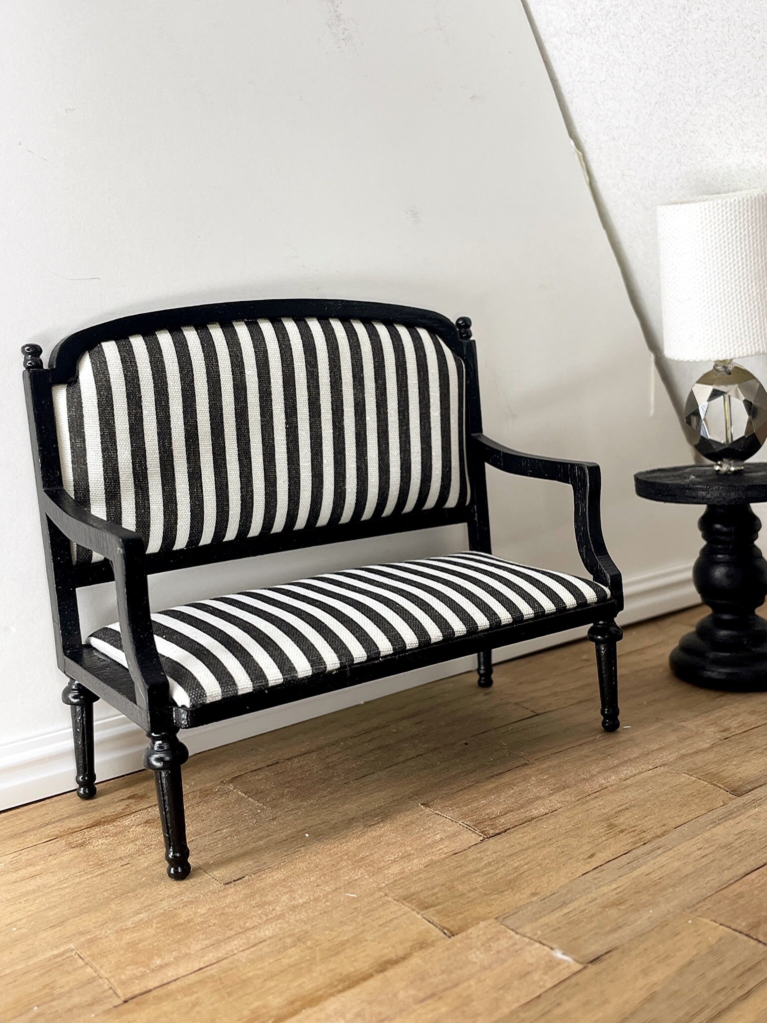 1:12 Scale Dollhouse Miniature Bench Black White, Modern Miniatures - Etsy
