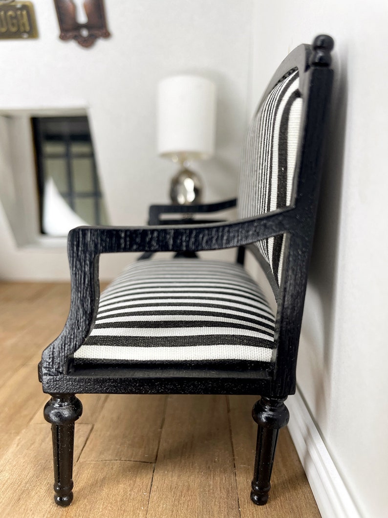 1:12 Scale Dollhouse Miniature Bench Black White, Modern Miniatures - Etsy