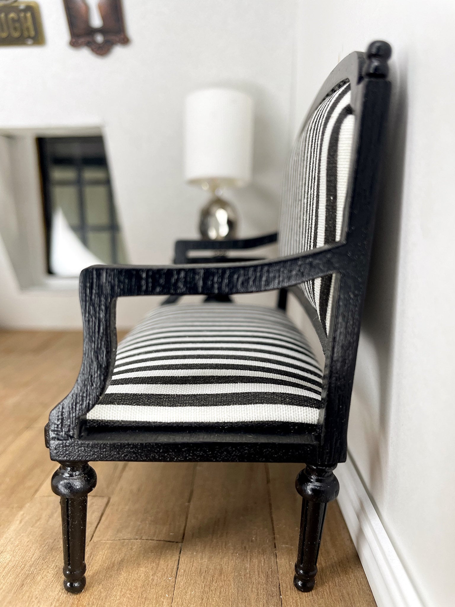 1:12 Scale Dollhouse Miniature Bench Black White Modern - Etsy